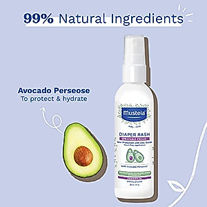 Mustela Spray Diaper Rash Cream for Baby's Bottom - Sprayable Skin Protectant with Zinc Oxide & Natural Avocado - Fragrance-Free, Touch-Free & Steroid-Free - 3 fl. oz.