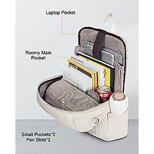 MATEIN Quilted Laptop Backpack for Women, 15.6 Inch Convertible Soft Leather Backpack Purses Fashion Water Resistant Shoulder Bag, Anti-theft Travel Daypack Cute Handbag for Work College, Beige