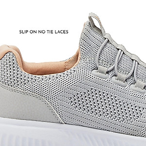 Avia Air Slip On Shoes for Women - Casual Comfortable Athletic Tennis Walking Sneakers for Women with Memory Foam - Silver Grey, 8 Medium