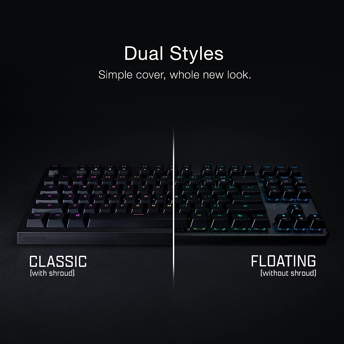 Tecware Phantom Shroud Classic Magnetic Keyboard Cover, for Phantom 87 and 104 Mechanical Keyboards (104 Keys Black)