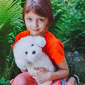 WEIGEDU White Toy Poodle Stuffed Animal - Bichon Frise/Maltese/White Labradoodle Plush Toy for Kids and Babies - Perfect Birthday & Easter Gift, 12.6"