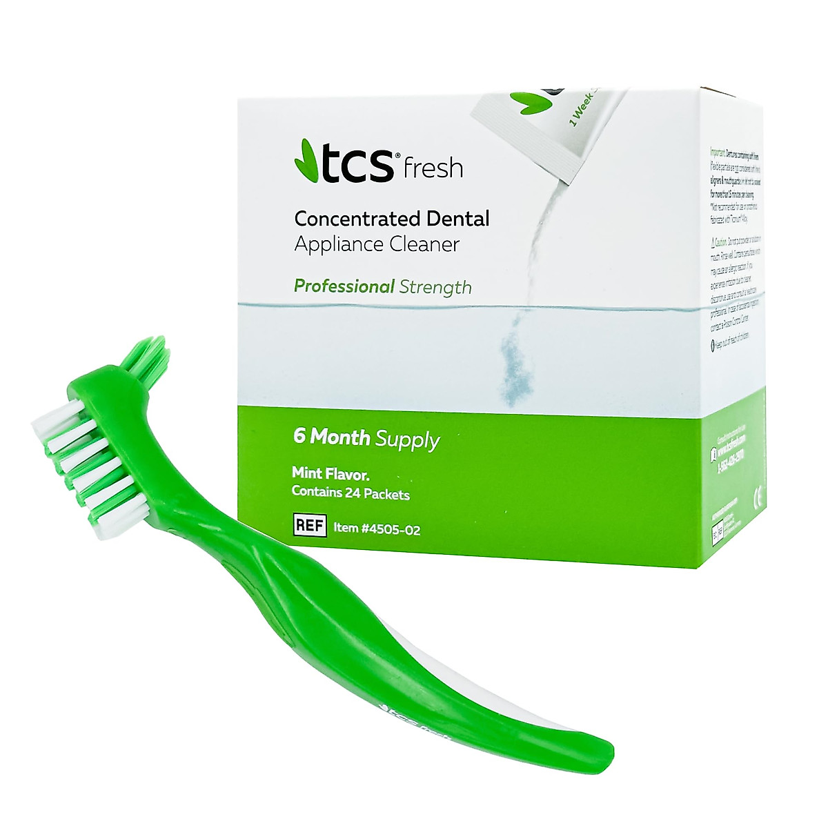 TCS Fresh Dental Appliance Cleaner Set - 6 Month Supply - Professional Strength Concentrated Retainer Cleaner Solution with Soft Bristle Dental Brush