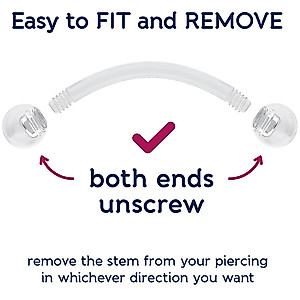 2pc 16g Vertical Labret Retainer Curved Barbell Clear Lip Plastic Gauge Earrings Ring For Women 10mm