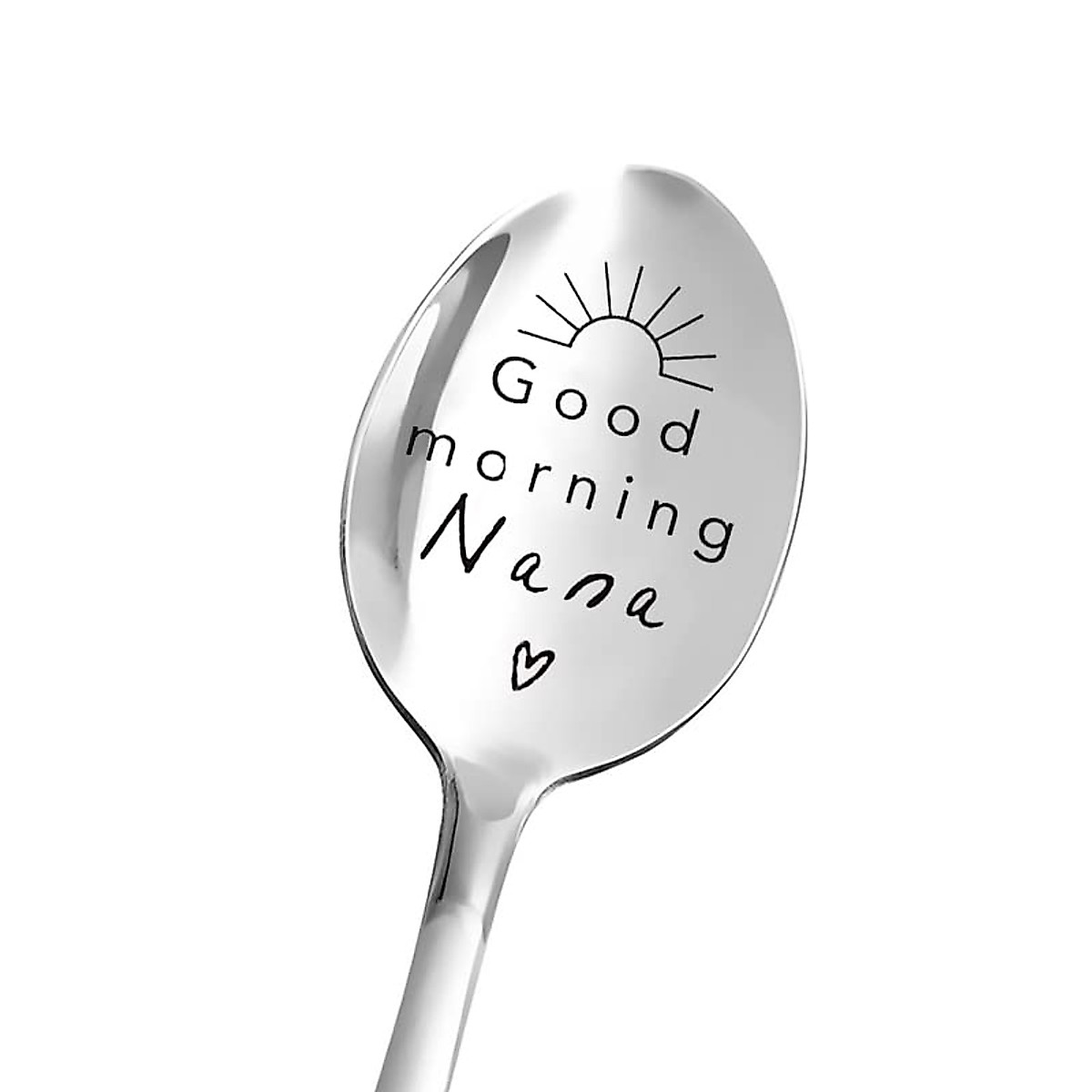 Good Morning Nana Spoon Gifts from Granddaughter Grandson Grandma Coffee Tea Spoons Gift for Nana Mothdays Day Birthday Gifts for Grandma Granny Nana Engraved Spoons
