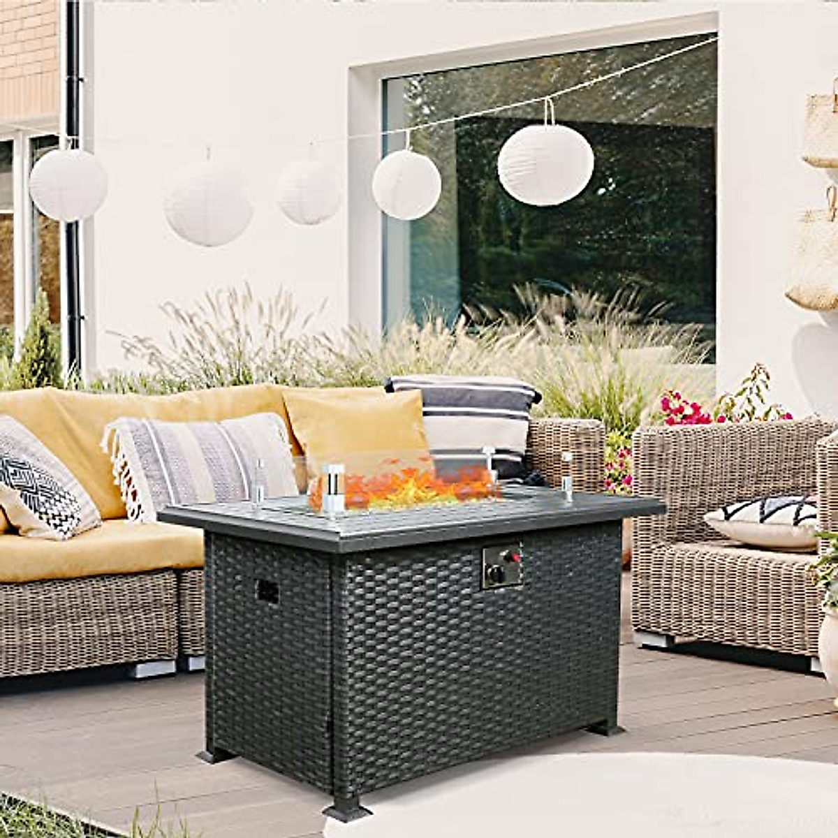 Ulax Furniture 31 x 11 x 4 Inch Fire Pit Glass Wind Guard Clear Tempered Glass Flame Guard for 29 Inch Outdoor Patio Fire Table Burner Pan, 5/16 Inch Thick