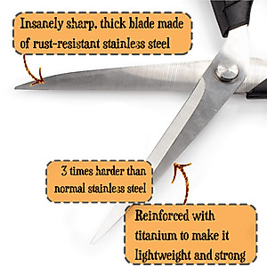 Heavy Duty Titanium Tailor Fabric Shears - 9.5" Black w/Purple - 1 Pair