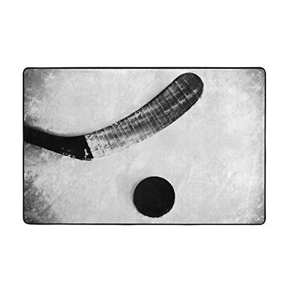 Ice Hockey Ball Throw Area Rug, Ice Hockey Sports Soft Washable Carpet, Upholstery Rug with Non-Slip Backing for Living Room Bedroom Kitchen Dining Room Home Office Floor Rug 6ftx4ft
