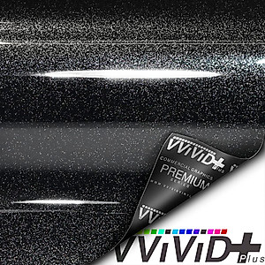 VViViD+ Ultra Gloss Metallic Premium Vinyl Car Wrap Film (1ft x 5ft, Gloss Heavy Metal Black)