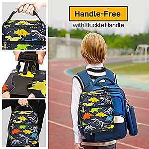 Buringer HOMESPON Reusable Lunch Bag Insulated Lunch Box Bento Cooler Tote with Front Pocket For Office/Outdoor (Color dinosaurs)