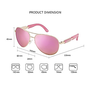 FONHCOO Polarized Sunglasses for Women Men, Oversized Aviator Sunglasses Metal Frame UV400 Protection(Pink)
