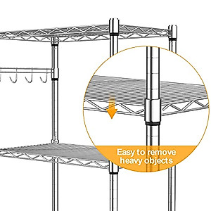 Homdox 5 Tier Steel Wire Shelving Unit on Wheels,Chrome Shelves for Garage Kitchen Living Room,Heavy Duty Shelving Rack, 23.2 x 13.8 x 72 inch (L x W x H)