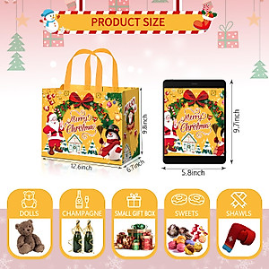 WLUSEAXI 12 Pack Large Christmas Gift Bags with 24 Christmas Gift Tags,Reusable Christmas Tote Bags with Handles,12.6"x9.8"x6.7" Christmas Bags for Gifts Wrapping for Xmas Holiday Party Favor