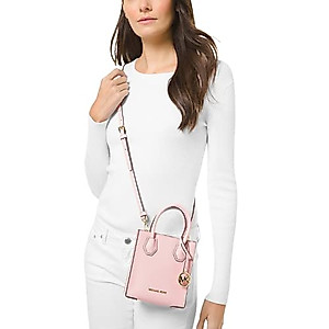 Michael Kors Mercer Extra-Small Pebbled Leather Crossbody Bag (Powder Blush)