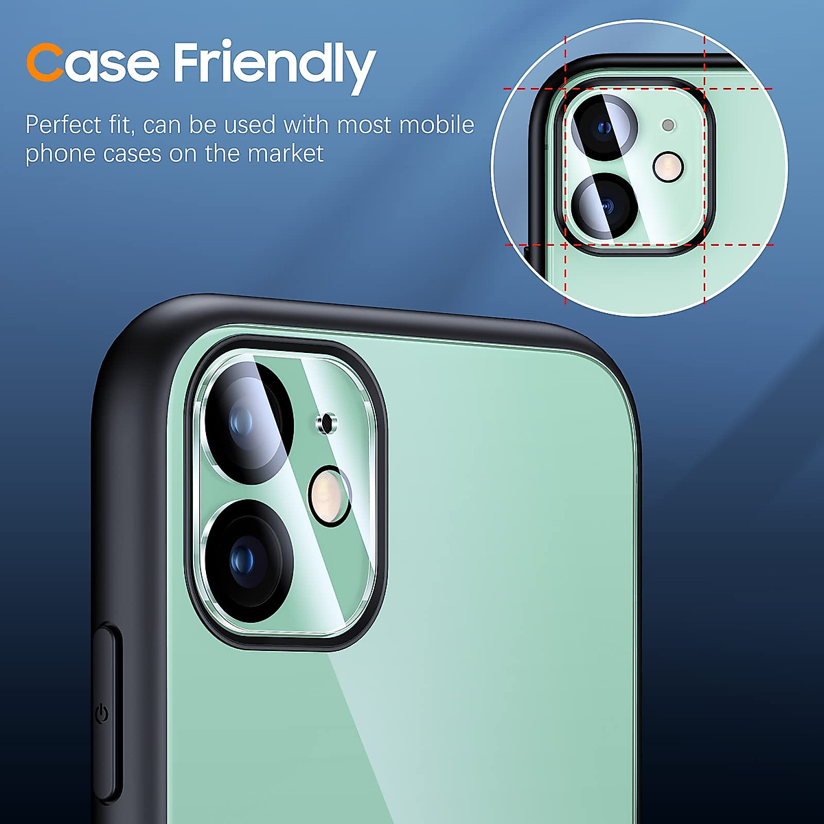 UniqueMe for iPhone 12 Mini/iPhone 11 Camera Lens Protector, [Drop Protection] [High Definition] Tempered Glass Camera Screen Cover Scratch Resistant Case-Friendly with Night Circle - 2 pack