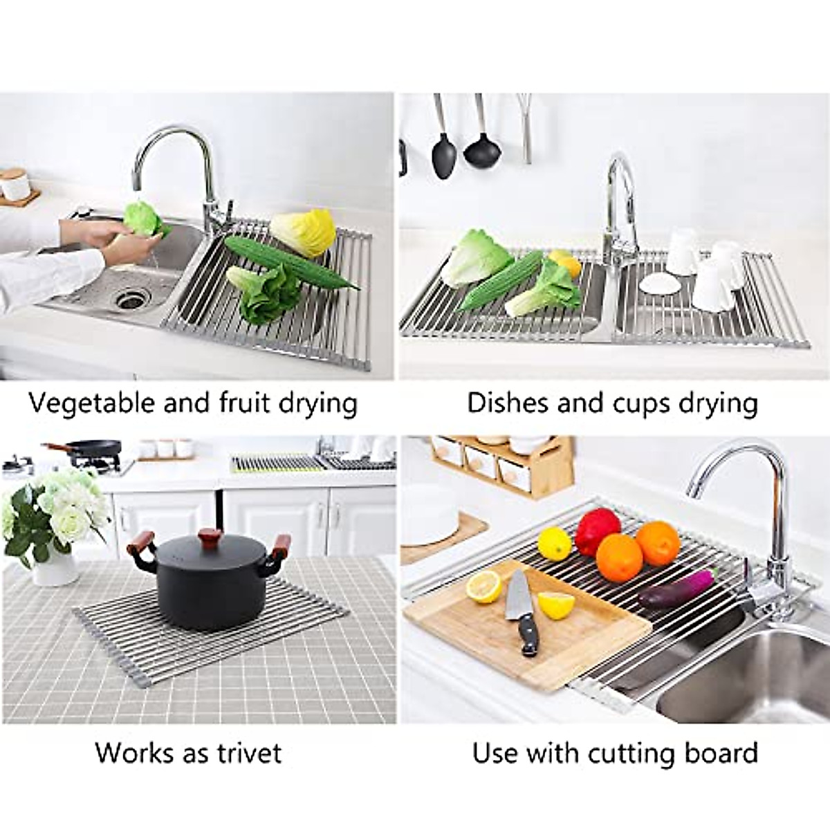 Attom Tech Home Dish Drying Rack with Sponge Holder