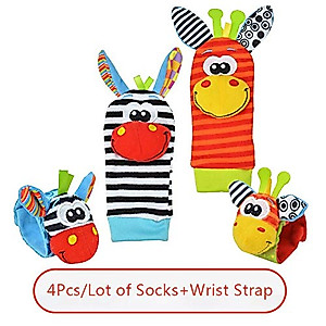Baby Socks Wrist Rattles for Infants | Rattle Socks for Baby Girls & Boys (Zebra),Large