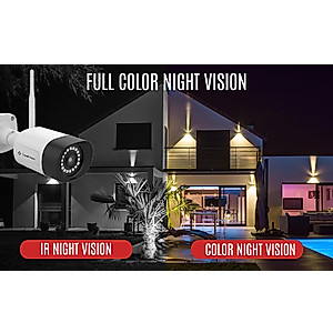 8CH Crystal Vision Floodlight & Two Way Audio, Panic Siren Button Kit (4X Floodlight Audio Camera)