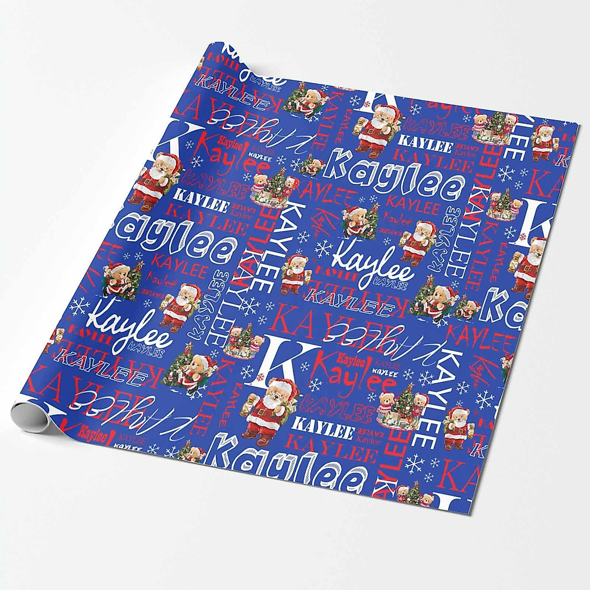 Artsadd Custom Christmas Gifts Wrapping Paper for Kids, Customized Santa Claus Navy Blue Wrapping Paper Roll Personalized Name Wrapping Paper for Christmas Daughter Son