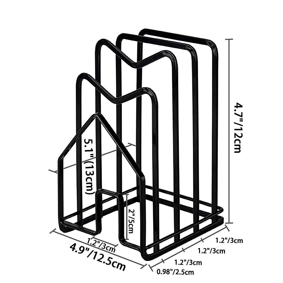 Tikxlafe Iron Cutting Board Rack, 5.9 x 4.9 x 8.7 in, Black
