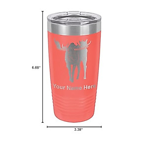 LaserGram 20oz Vacuum Insulated Tumbler Mug, Moose, Personalized Engraving Included (Coral)