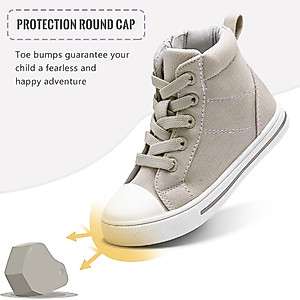 K KomForme Kids Sneakers for Boys and Girls Toddler Canvas High Top Walking Causal Shoes with Zipper Grey