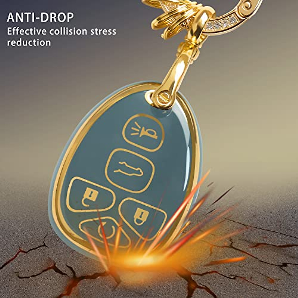 Key Fob Cover for Chevrolet, 5 Button Key Case with Keychain fit for Chevrolet Suburban Tahoe Traverse Cadillac Escalade SRX GMC Acadia Yukon Saturn Outlook Enclave