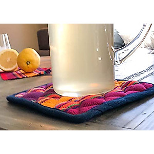 Cork & Leaf Potholder Loop for Hanging- Hot Oven Pad/Coaster for Countertops, Kitchen Pot Holder, Heat Resistant with Hanging Loop, Thick Cotton Potholder (Fiesta)