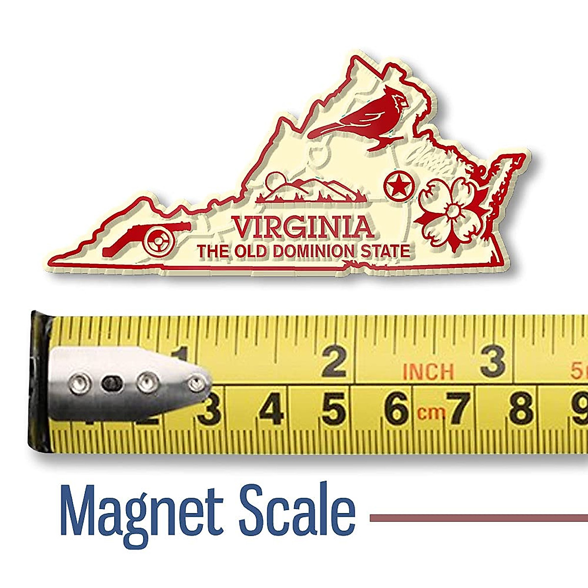 Virginia Small State Magnet by Classic Magnets, 3.1" x 1.5", Collectible Souvenirs Made in The USA