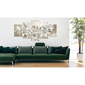 artgeist Textured Canvas Wall Art Flowers Lily 80x40 in - 5pcs Painting Canvas Prints Picture Artwork Image Framed Contemporary Modern Photo Wall Home b-A-0309-b-o