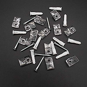 BAGTeck 22 Sets of Mirror Holder Clips Kit，Crystal Clear Plastic Mirror Clip, Mirror Holder Clips Glass Retainer Clips Kit，Mirror Hanging kit with Screws and Fixed Mirror Box Door