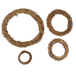 5Pcs Natural Dried 8In Round Rattan Handmade Garland Wreath Xmas Wedding Home Garden Decor