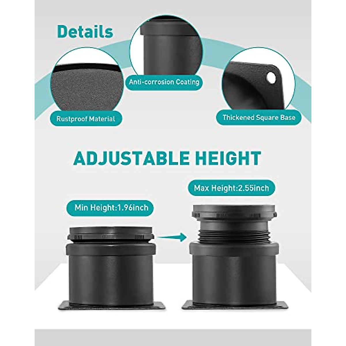 HDAJY 8pcs 2 Inch Furniture Legs, Adjustable Metal Couch Legs with 32 Screws, Premium Furniture Feet, Used for Cabinet Legs, Feet for Furniture, Black