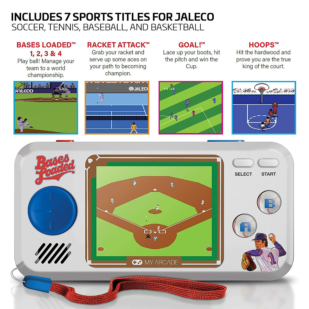 My Arcade Bases Loaded Pocket Player - Collectible Handheld Game Console with 7 Games (DGUNL-3278)