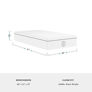 Martha Stewart SleepComplete Twin Mattress in a Box, Firm Pocket Spring and Foam Hybrid Mattress, Dual-Action Cooling, 5-Way Zoning, Coolweave Cover, 12 ", White