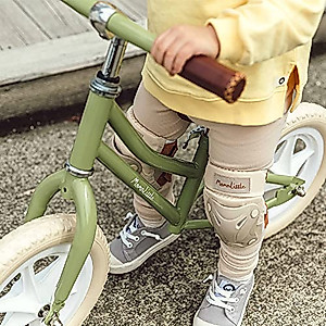 MomnLittle Retro Balance Bike(Green Olive) with Vegan Leather Seat and Handlebar Airless Tires for Ages 3~8 Years Boys Girls