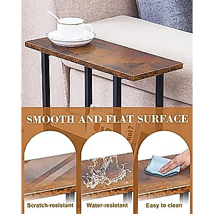 MULISOFT Side Table for Small Spaces, End Table with Magazine Holder, Narrow Side Table for Living Room, Small Table with Metal Frame, Small Bedside Tables for Bedroom, Slim Couch Side Table