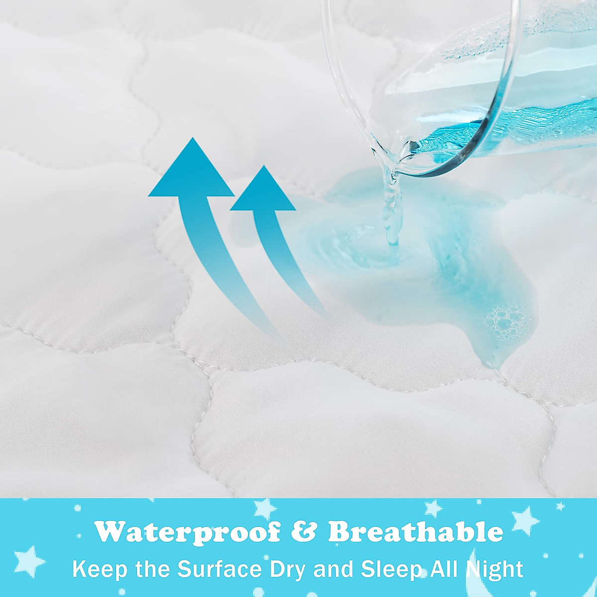 Bamuho Waterproof Pack and Play Mattress Pad, Quilted Mini Crib Mattress Protector for Baby Playpen Playard, Fits Graco Pack n Play, Baby Portable Mini Cribs and -39" x 27", White