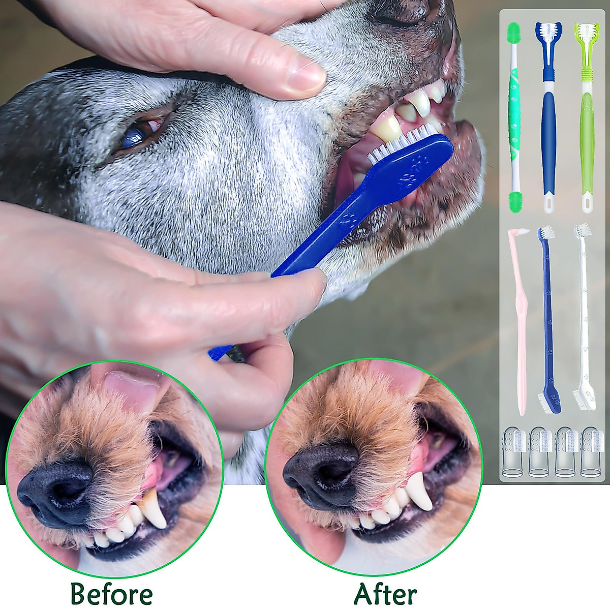 10 Pack Toothbrush for Dogs Dog Tooth Brushing Kit, Three Sided Dog Tooth Brush Double Headed Dog Toothbrush Puppy Tooth Brushing Kit Silicone Dog Finger Toothbrush Cat Toothbrush for Pet Dental Care