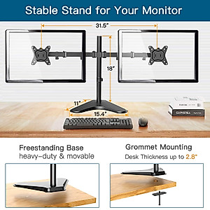 HUANUO Bundle – 2 Items: HUANUO Single Monitor Stand for 13 to 32 inch Monitor and Dual Monitor Stand for 13 to 32 Inch Two Monitor Freestanding Desk Stan