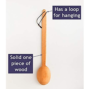 ECOSALL Heavy Duty Large Wooden Spoon 18-inch, Long Handle Cooking Spoon With a Scoop. Nonstick Big Spoon for Stirring, Mixing Cajun Crawfish Boil, Wall Décor. Super Strong Sturdy Giant Hardwood Spoon