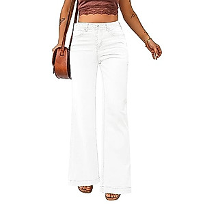 luvamia 2023 Wide Leg Jeans for Women High Waist Stretchy Classic Baggy Flare Jeans Denim Pants Women Pants Casual Womens Jeans High Waisted Women White Pants Size Medium Size 8 Size 10