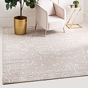 Unique Loom Rushmore Collection Area Rug - Adams (10' 8" Square, Beige/Ivory)