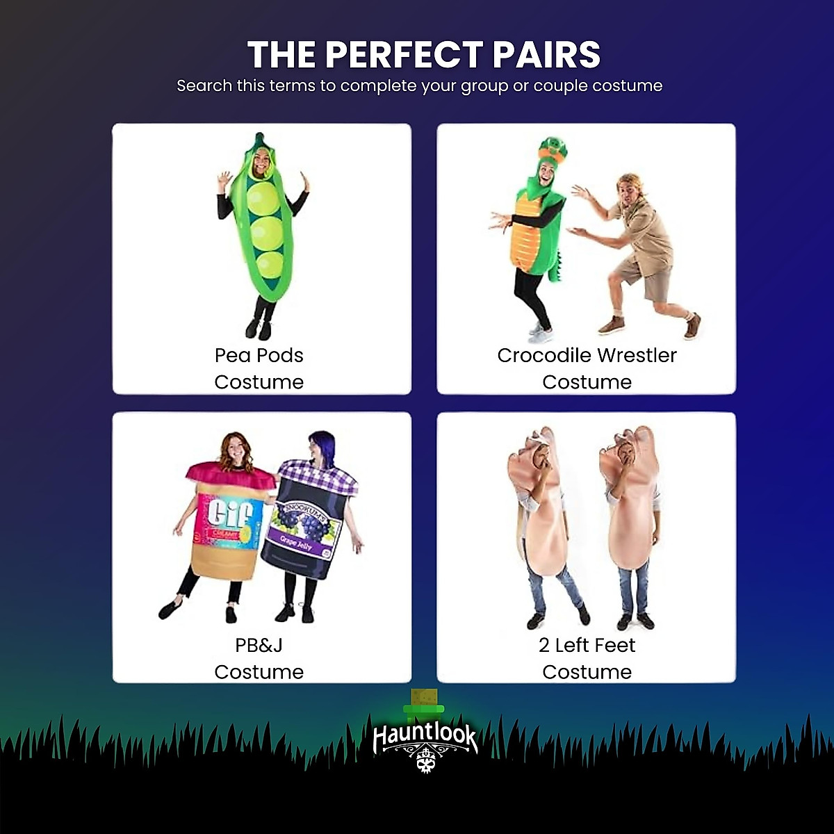Two Peas in a Pod Couple's Costume - Slip On Halloween Costumes for Women and Men Multicolored