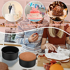 TeamFar Cake Pan, 6’’ x 2.75’’ Coated Birthday Wedding Cake Pan Round Baking Pans, with Stainless Steel Core & Non-stick Coating, Toxic Free, Oven Safe & Anti-melt, Deep Straight Side – Set of 2