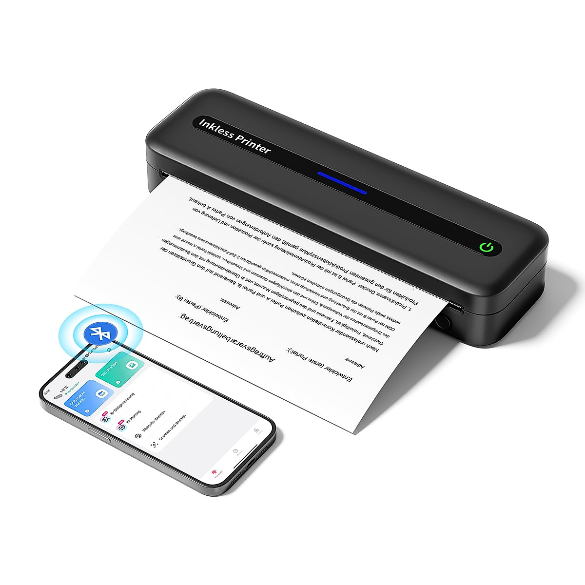 Zoolion 1 Wireless Portable Printer & 5 Thermal Paper Rolls 8.5"x11"