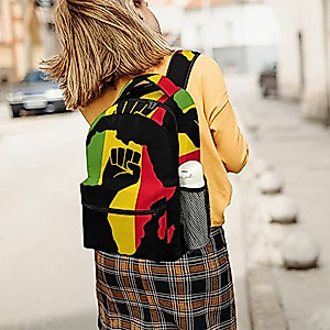 Africa Black Power Fist Map Book Bag Laptop Backpacks Travel Daypacks Unisex College Bookbags