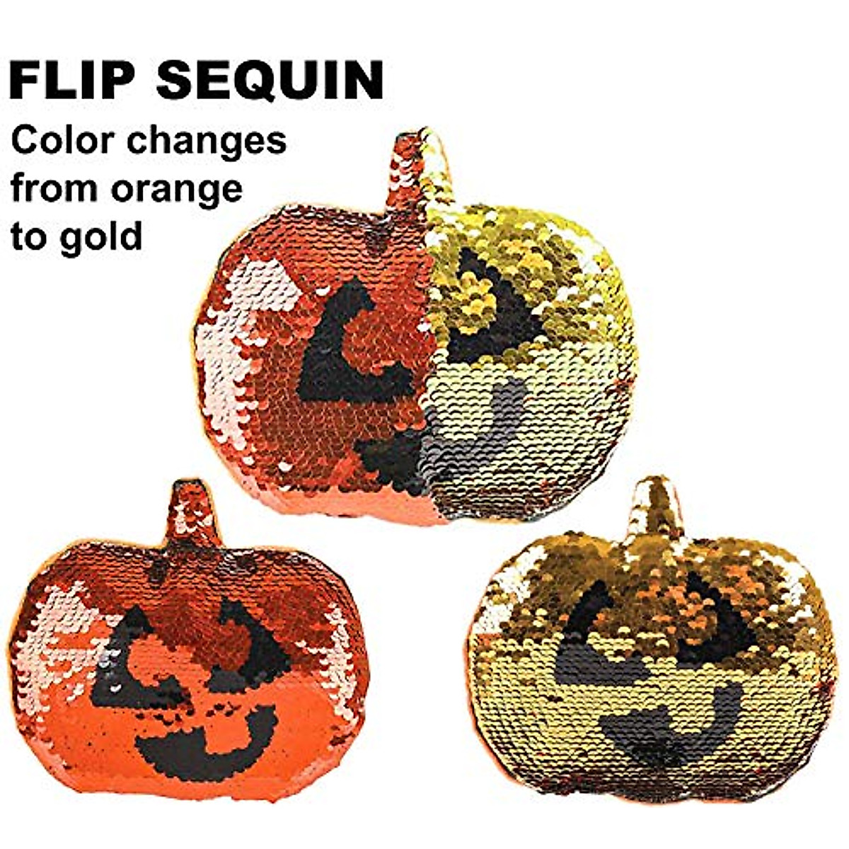 Halloween Plush Flip Sequins 5" Pumpkin Plushies (6 Pack) Fun Halloween Party Favors for Kids, Trick or Treats Non Candy Prizes, Halloween Goodie Bag Fillers by 4E's Novelty