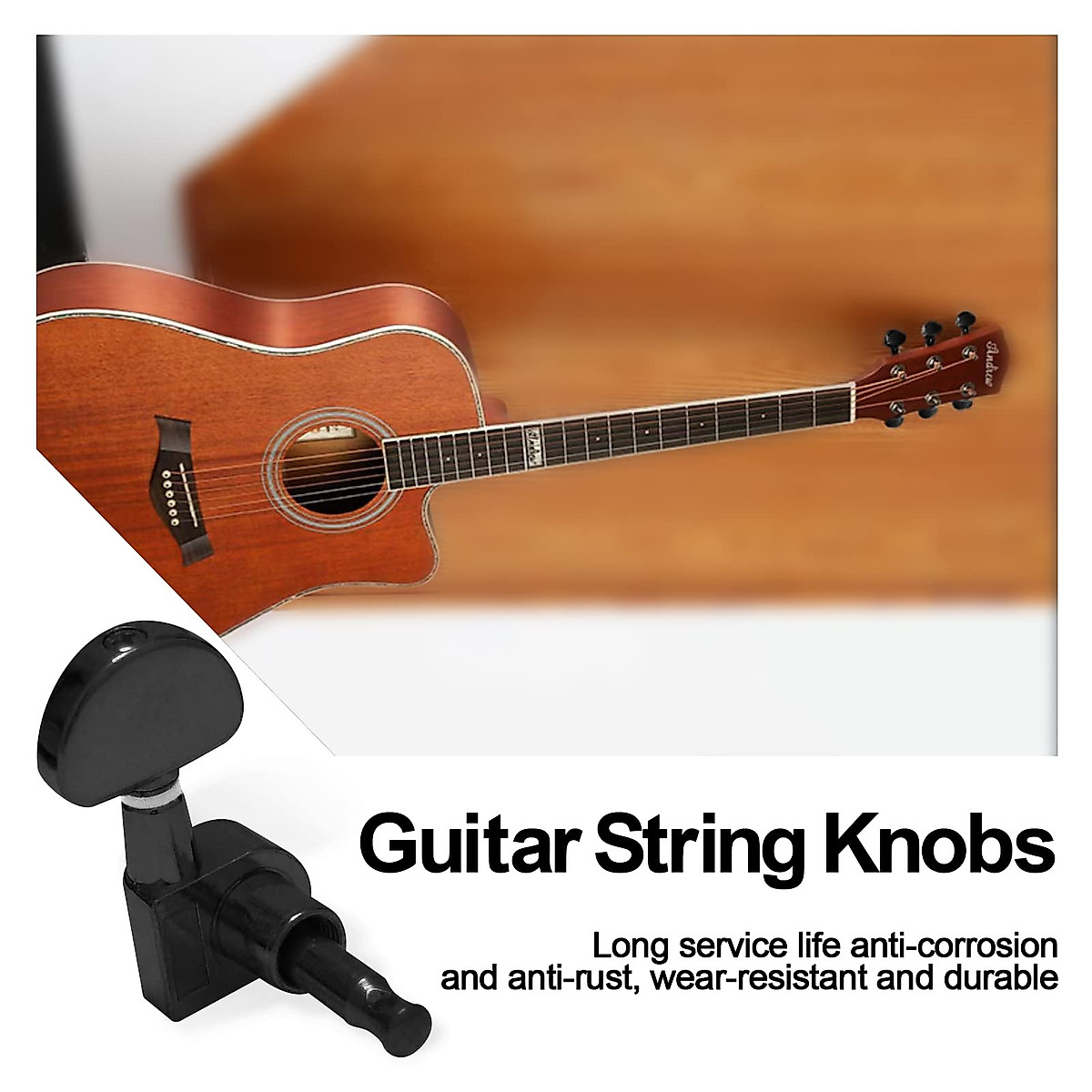 SAPHUE 6 Pieces 3L3R Guitar tuner pegs,Guitar Sealed Fan-shaped Tuning Pegs Tuner Machine Heads for Acoustic Electric Guitar Guitar Parts (Black)