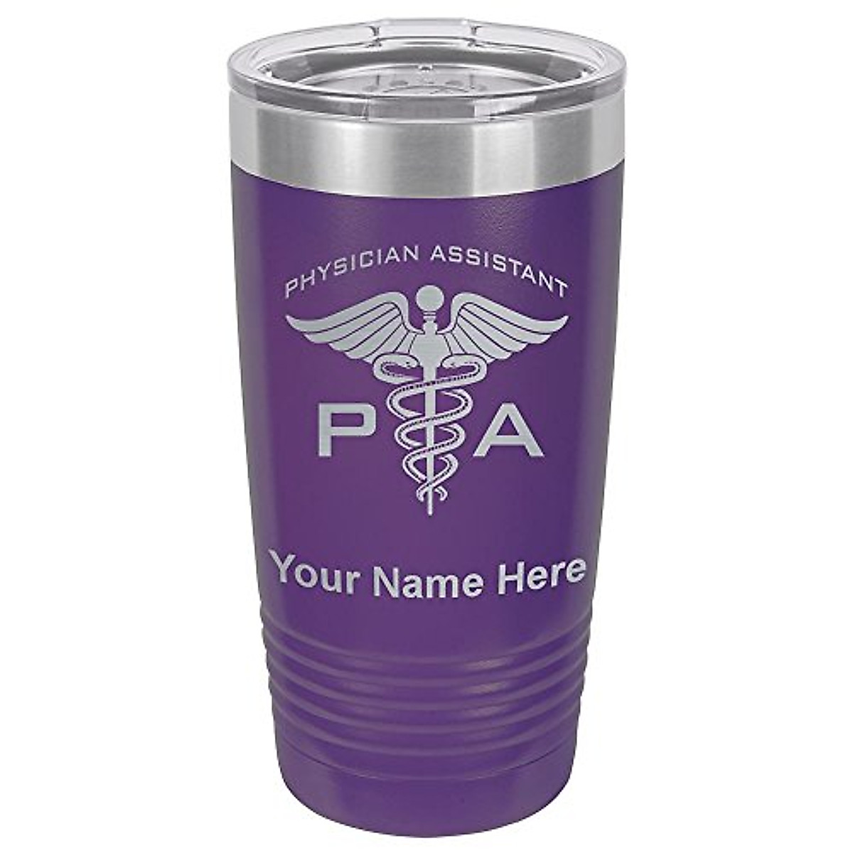 LaserGram 20oz Vacuum Insulated Tumbler Mug, PA Physician Assistant, Personalized Engraving Included (Dark Purple)