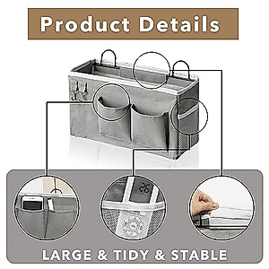 Kanrichu 2pcs Large Wall Hanging Organizer Bag, Linen Fabric Door Hanging Storage Baskets with Pockets, Waterproof Bin for Kitchen, Bedroom, Office, RV Camper (Gray)